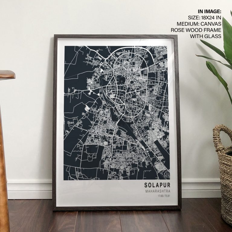 Pantone below blue map of Solapur - Wall Art, Hanging Wall Decor, Home ...