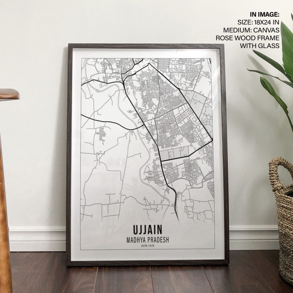 Gradient card white map of Ujjain - Wall Art, Hanging Wall Decor, Home ...