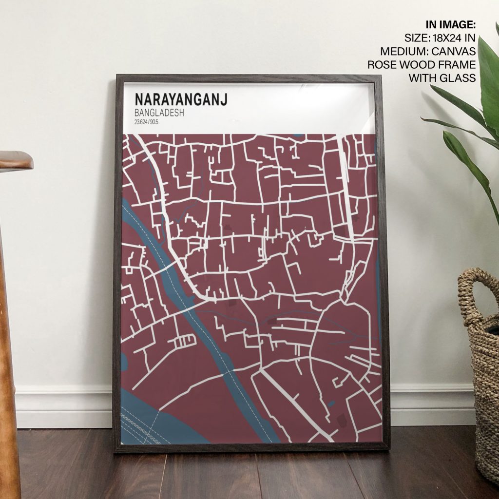 Strip above poster red map of Narayanganj - Wall Art, Hanging Wall ...