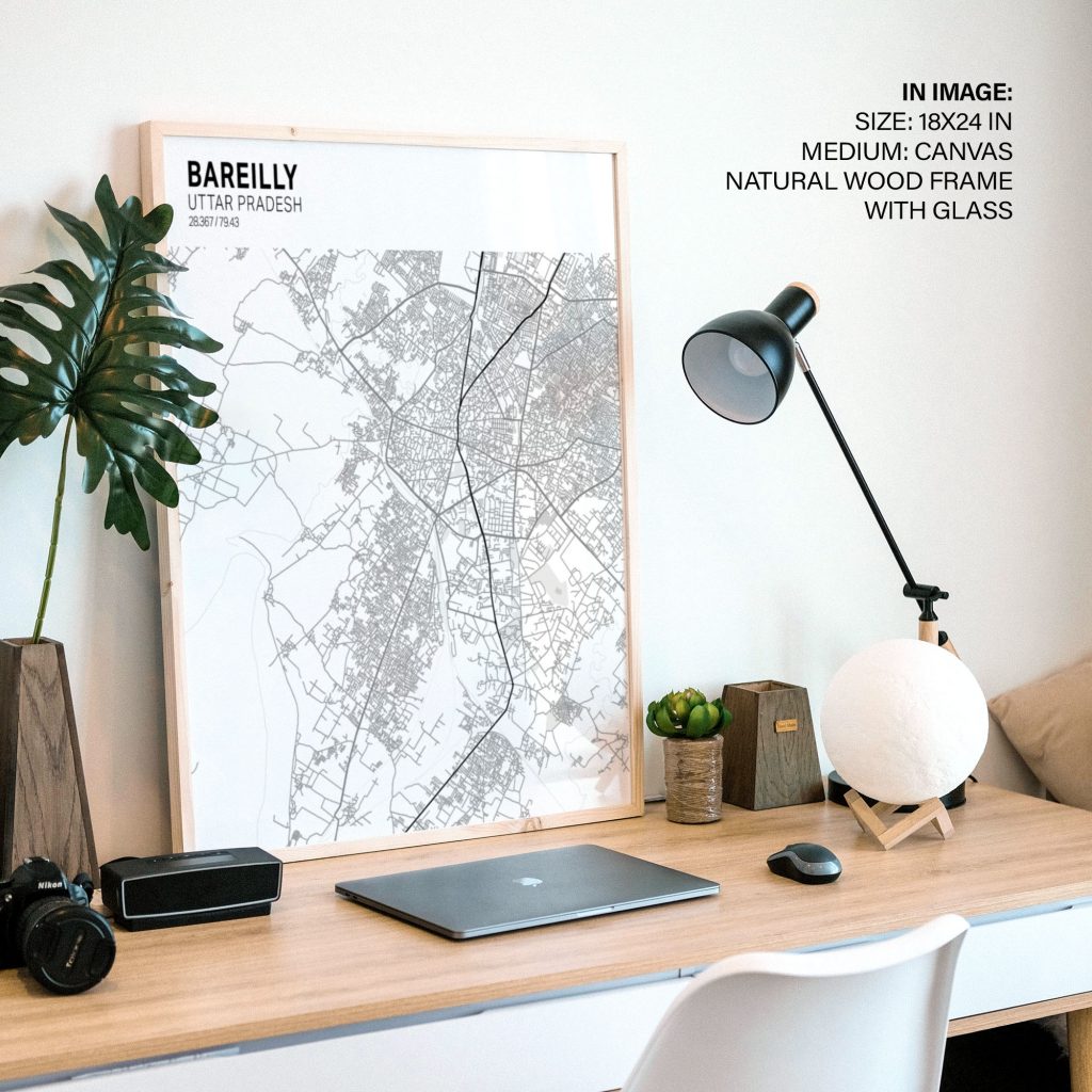 Strip above poster yellow map of Bareilly - Wall Art, Hanging Wall ...