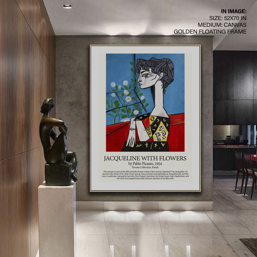 Jacqueline with flowers by Pablo Picasso (1954) - BestOfBharat