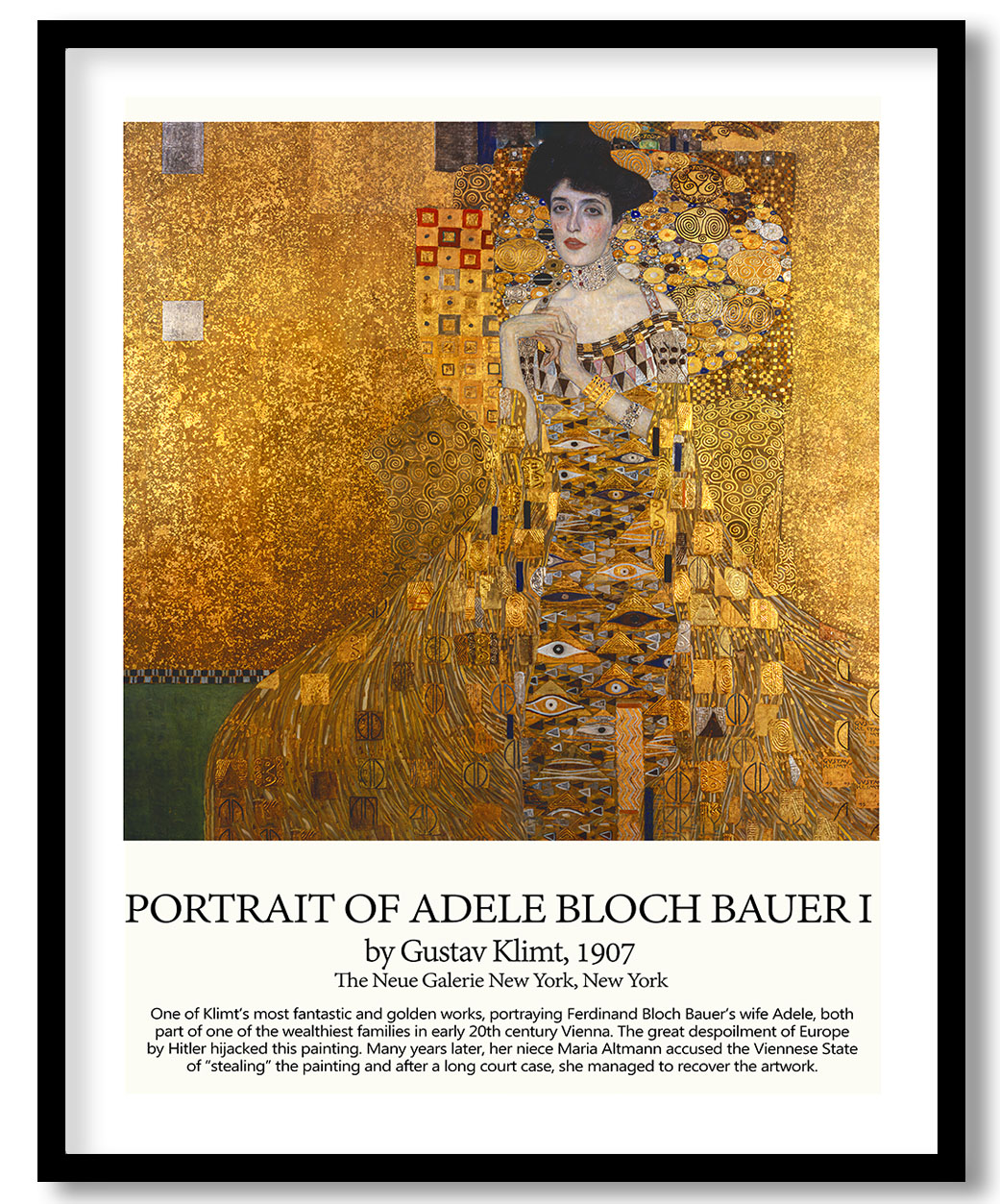Portrait of adele bloch bauer i by Gustav Klimt (1907) - BestOfBharat