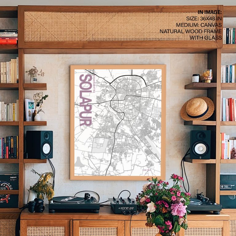 Solapur White Map Art, Poster style, Framed & Ready to hang wall art ...
