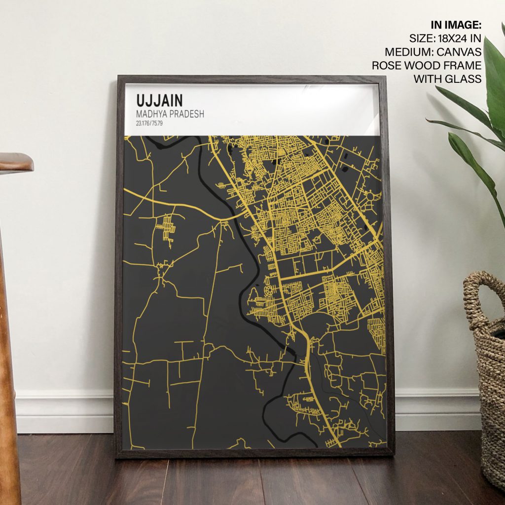 Strip above poster white map of Ujjain - Wall Art, Hanging Wall Decor ...