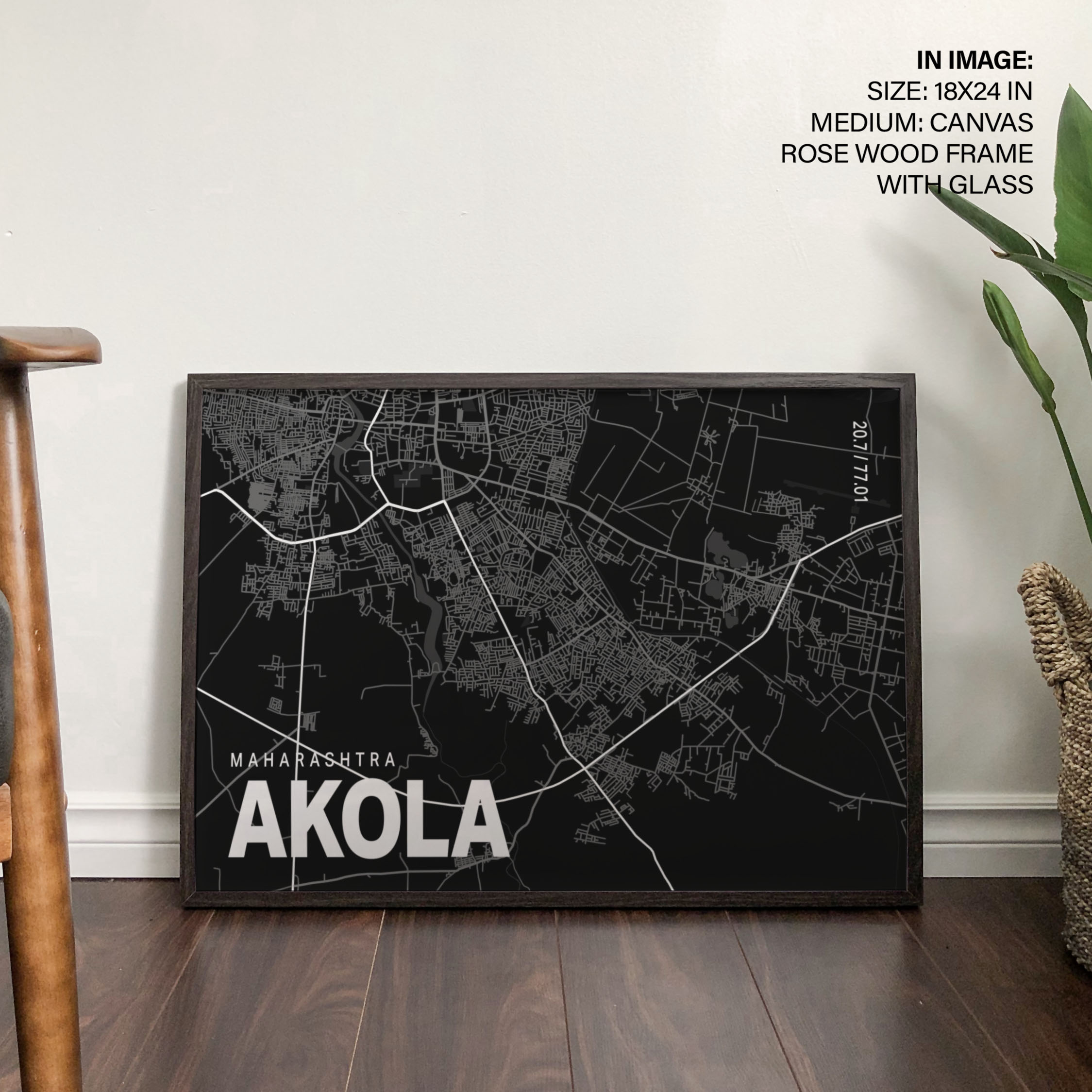 Black poster map of akola - Wall Art, Hanging Wall Decor, Home Decor ...