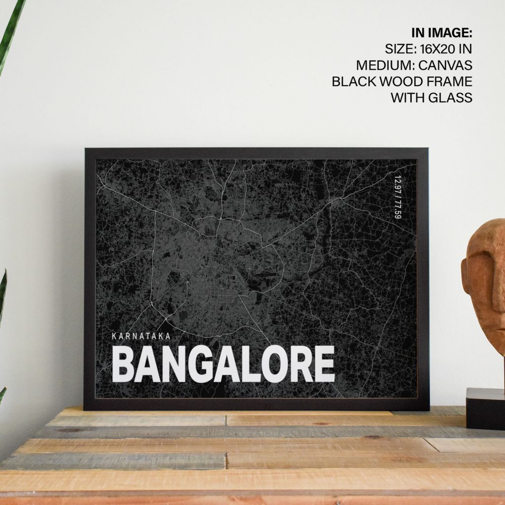 Black poster map of bangalore - Wall Art - Choose Size & Frames, Non ...