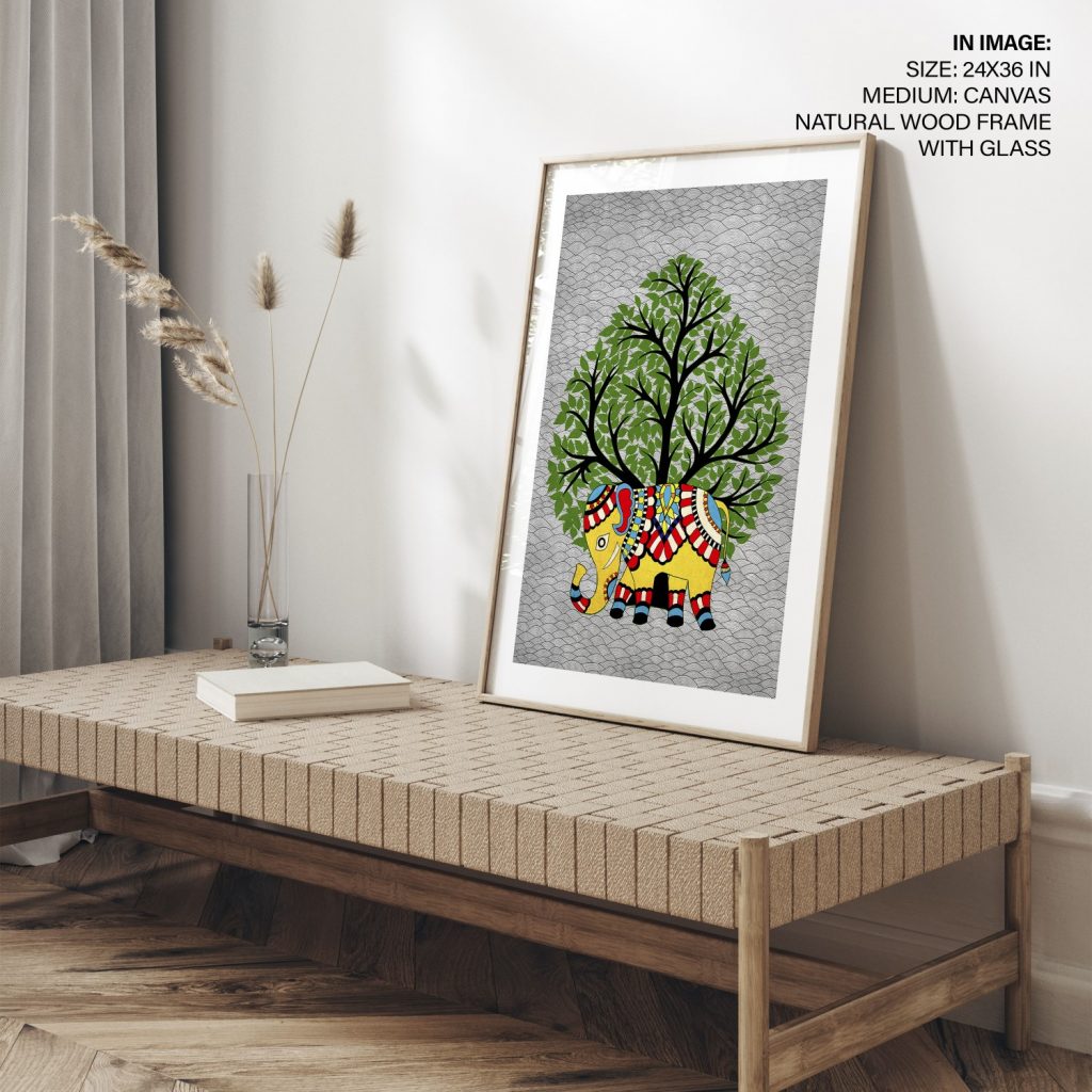 Kalamkari elephant tree of life - BestOfBharat