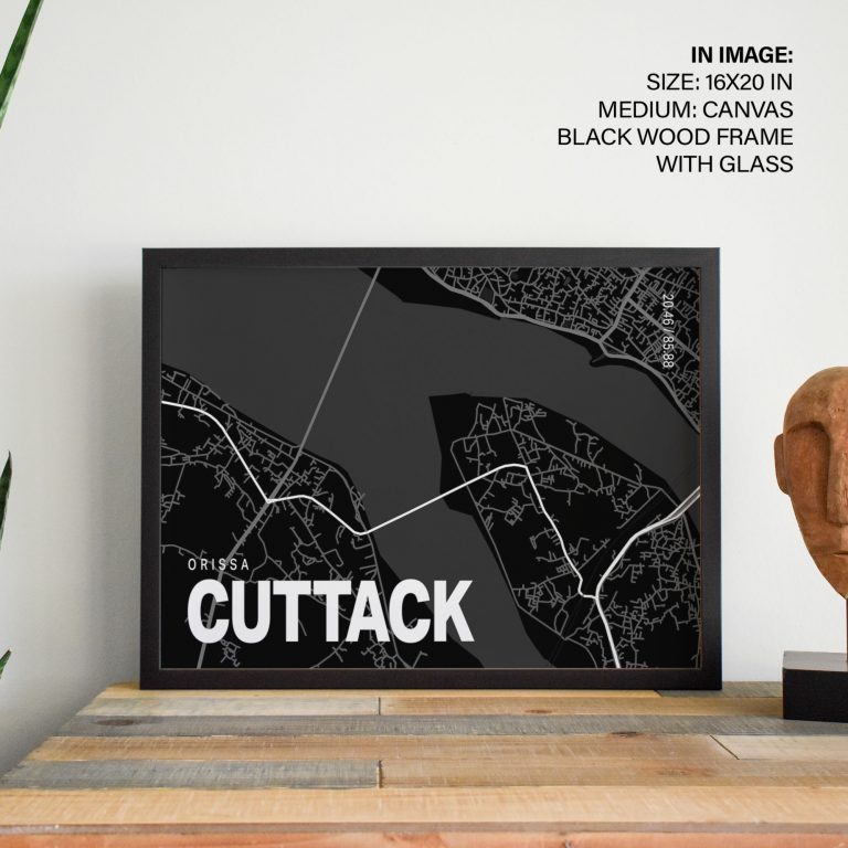 Black poster map of cuttack - Wall Art - Choose Size & Frames, Non ...