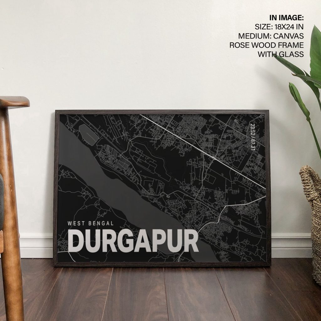 Black poster map of durgapur - Wall Art - Choose Size & Frames, Non ...