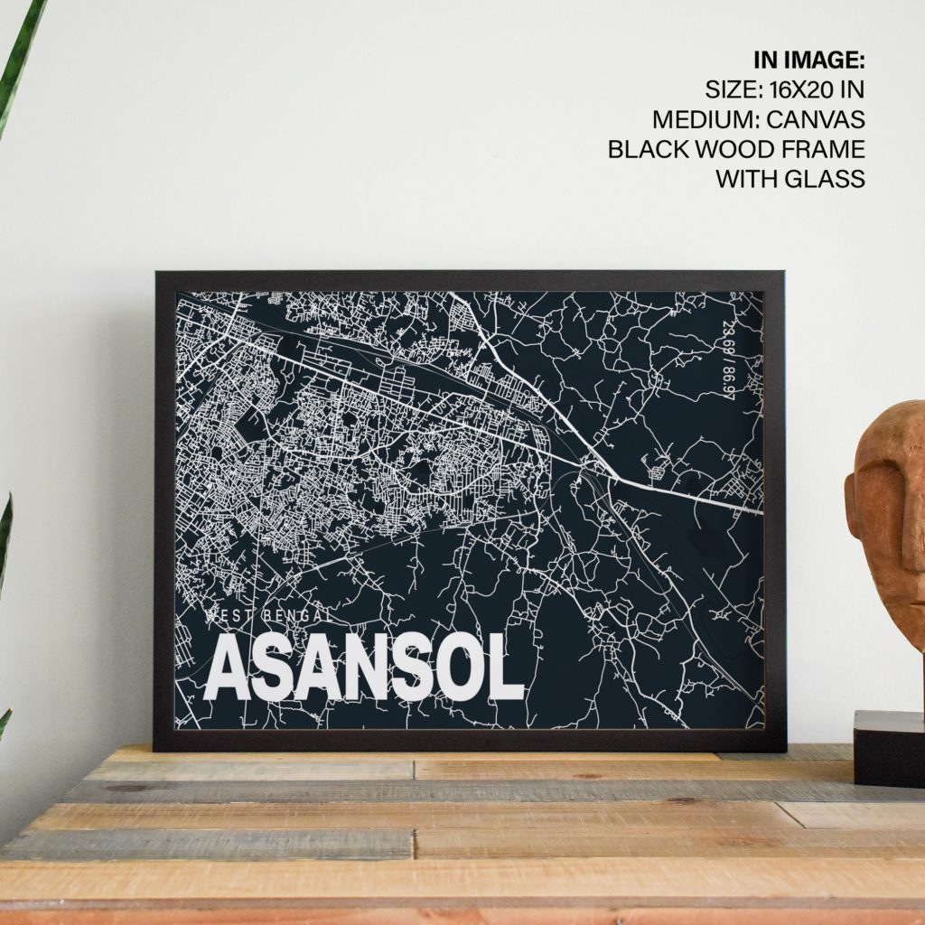 Blue poster map of asansol - Wall Art - Choose Size & Frames, Non Toxic ...
