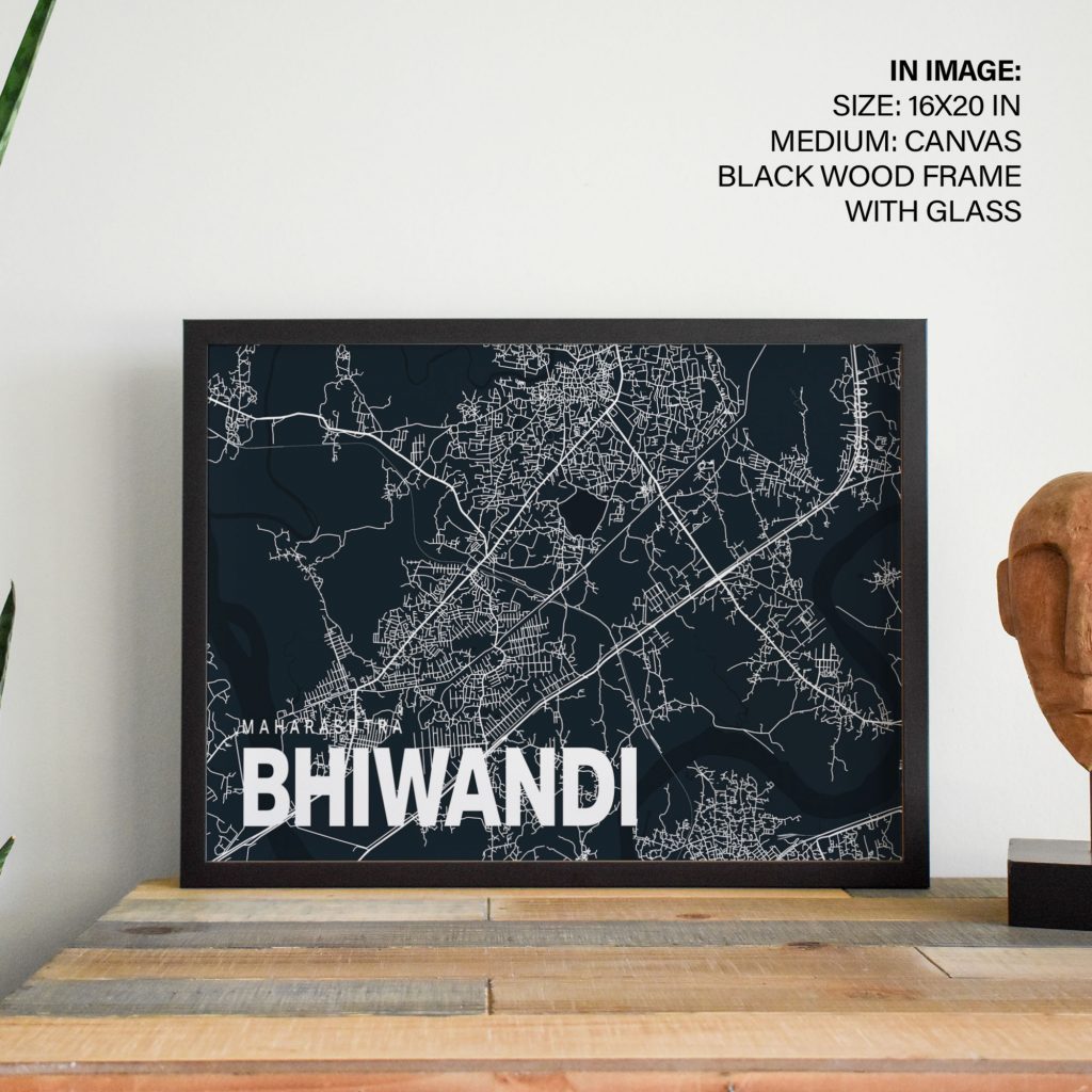 Blue poster map of bhiwandi - Wall Art - Choose Size & Frames, Non ...