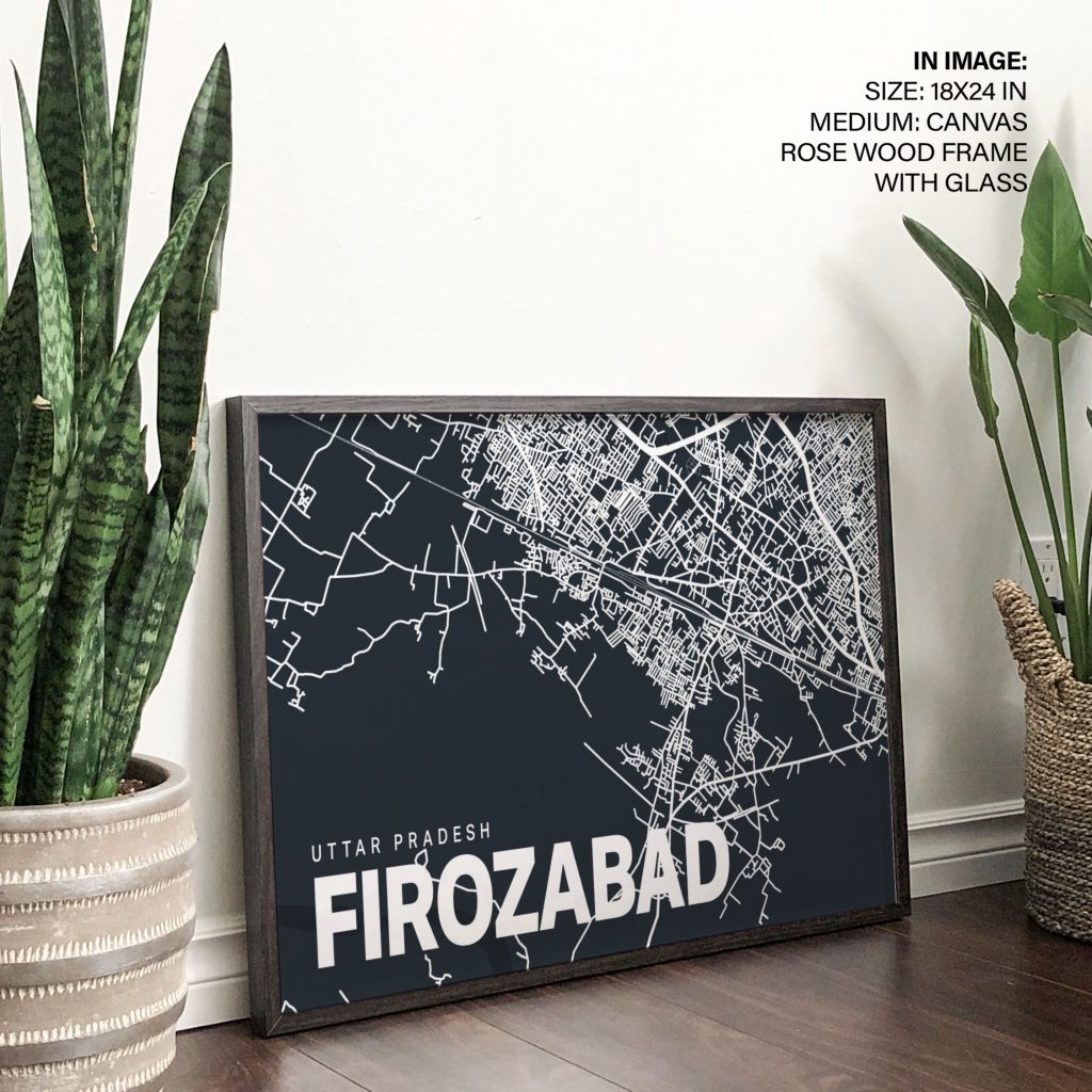 Blue poster map of firozabad - Wall Art - Choose Size & Frames, Non ...