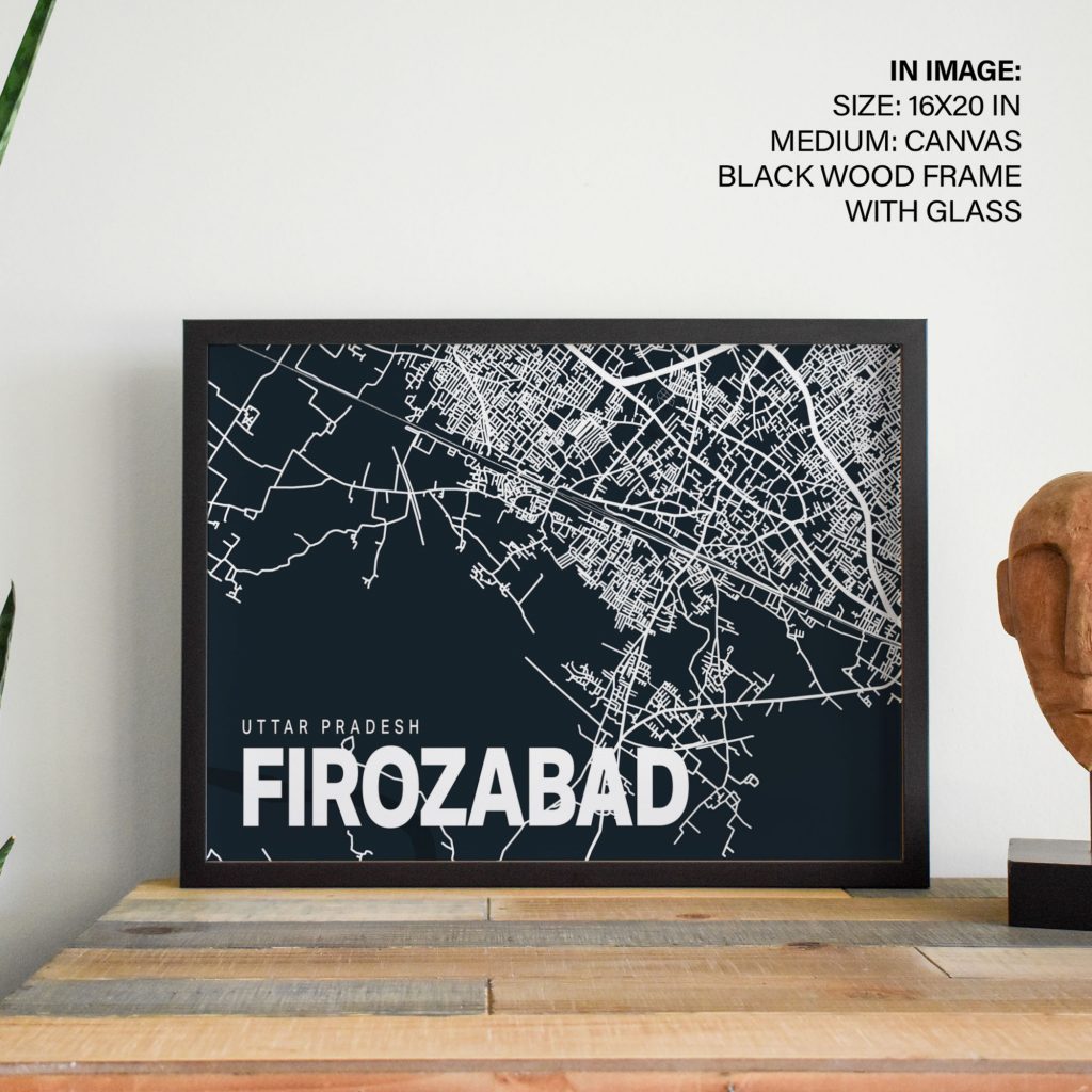 Blue poster map of firozabad - Wall Art - Choose Size & Frames, Non ...