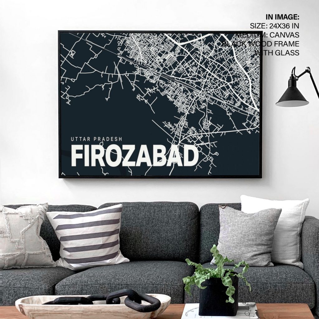 Blue poster map of firozabad - Wall Art - Choose Size & Frames, Non ...