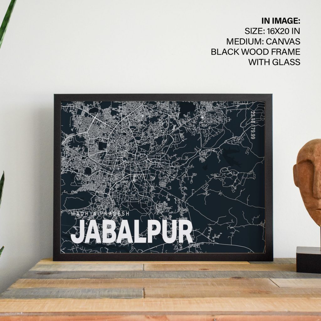 Blue poster map of jabalpur - Wall Art - Choose Size & Frames, Non ...