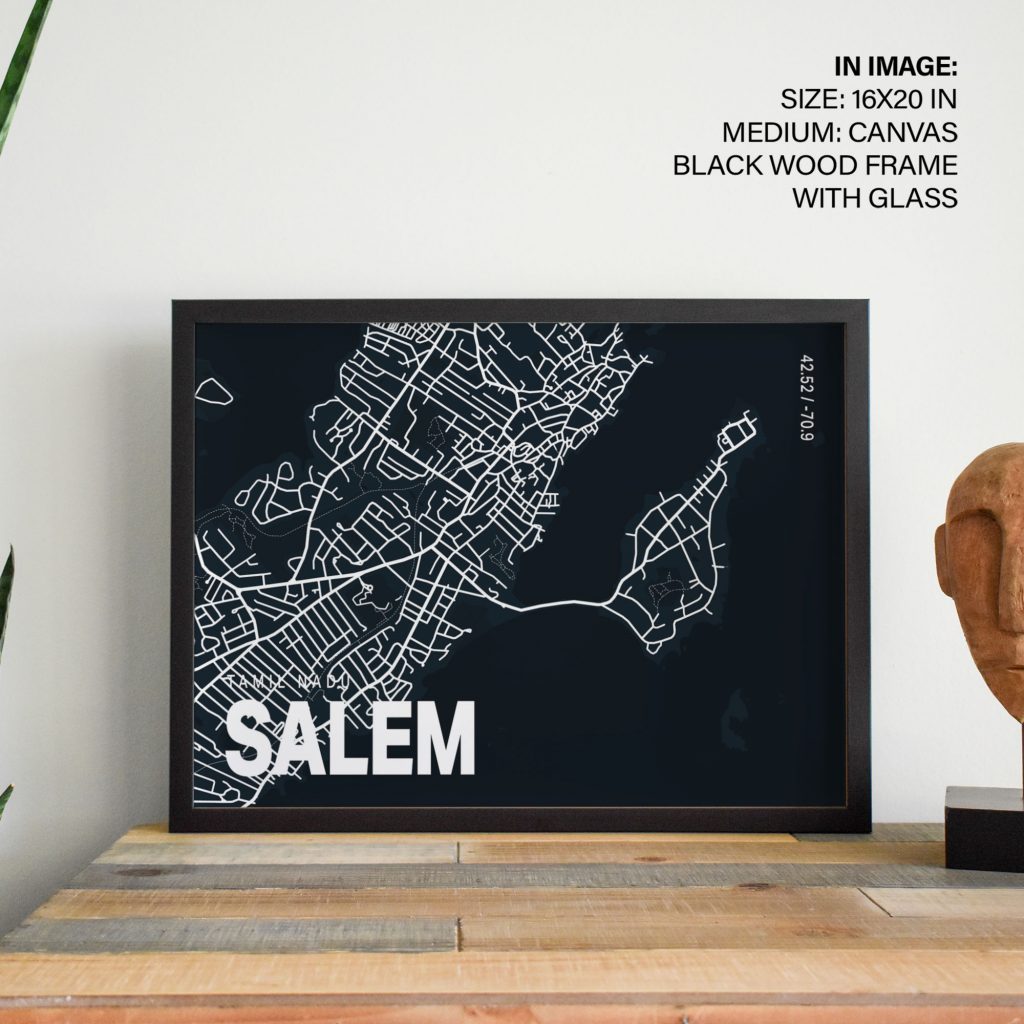 Blue poster map of salem - Wall Art - Choose Size & Frames, Non Toxic ...