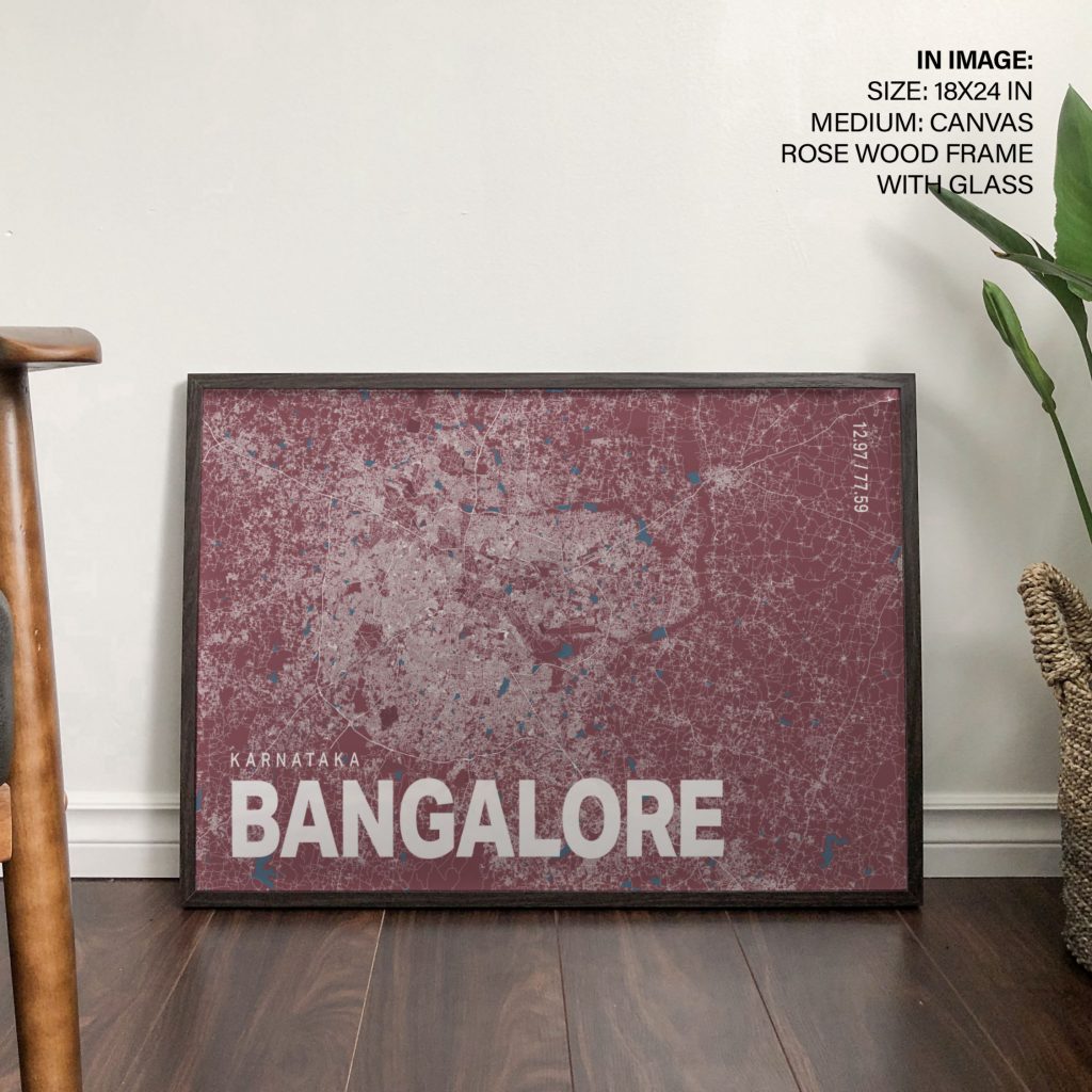 Red poster map of bangalore - Wall Art, Hanging Wall Decor, Home Decor ...