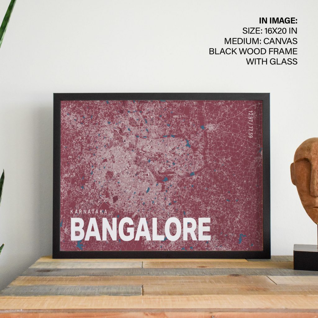 Red poster map of bangalore - Wall Art, Hanging Wall Decor, Home Decor ...