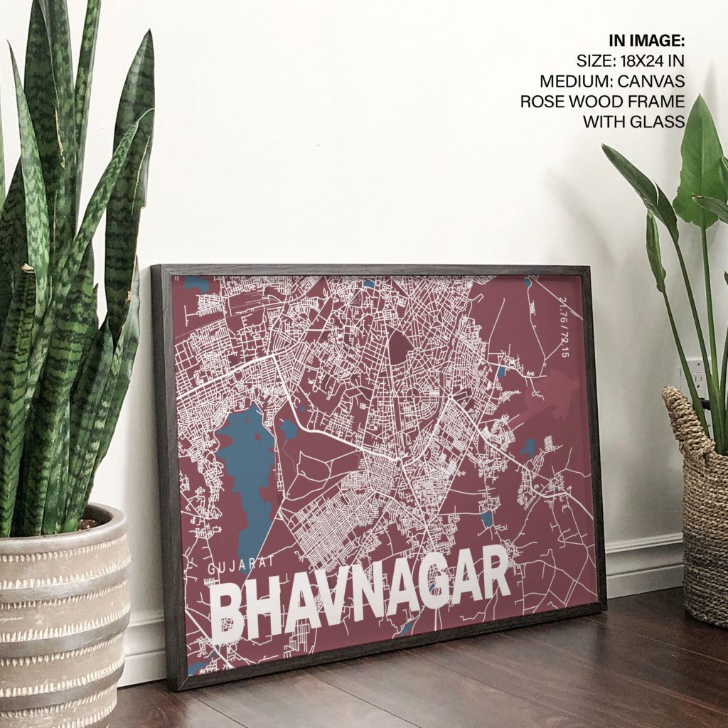 Red poster map of bhavnagar - Wall Art, Hanging Wall Decor, Home Decor ...