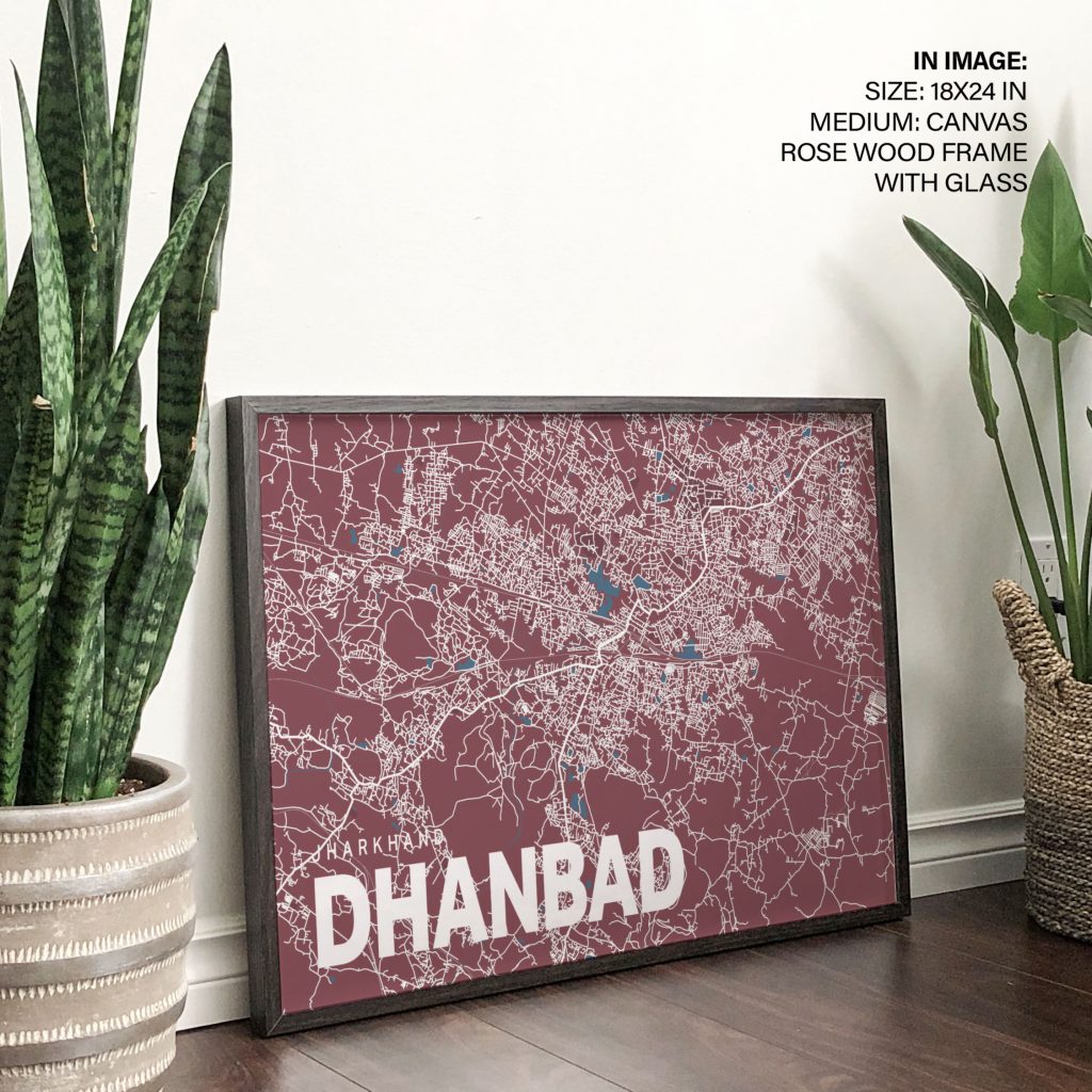 Red poster map of dhanbad - Wall Art, Hanging Wall Decor, Home Decor ...