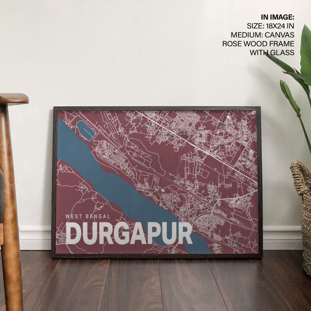 Red poster map of durgapur - Wall Art, Hanging Wall Decor, Home Decor ...