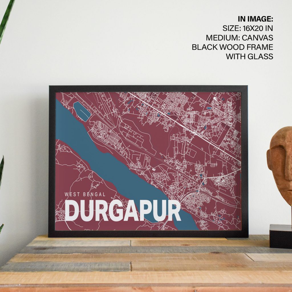 Red poster map of durgapur - Wall Art, Hanging Wall Decor, Home Decor ...