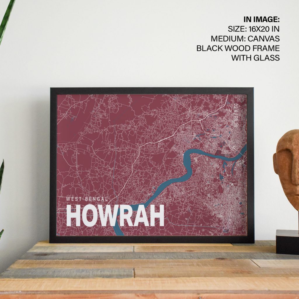 Red poster map of howrah - Wall Art, Hanging Wall Decor, Home Decor ...