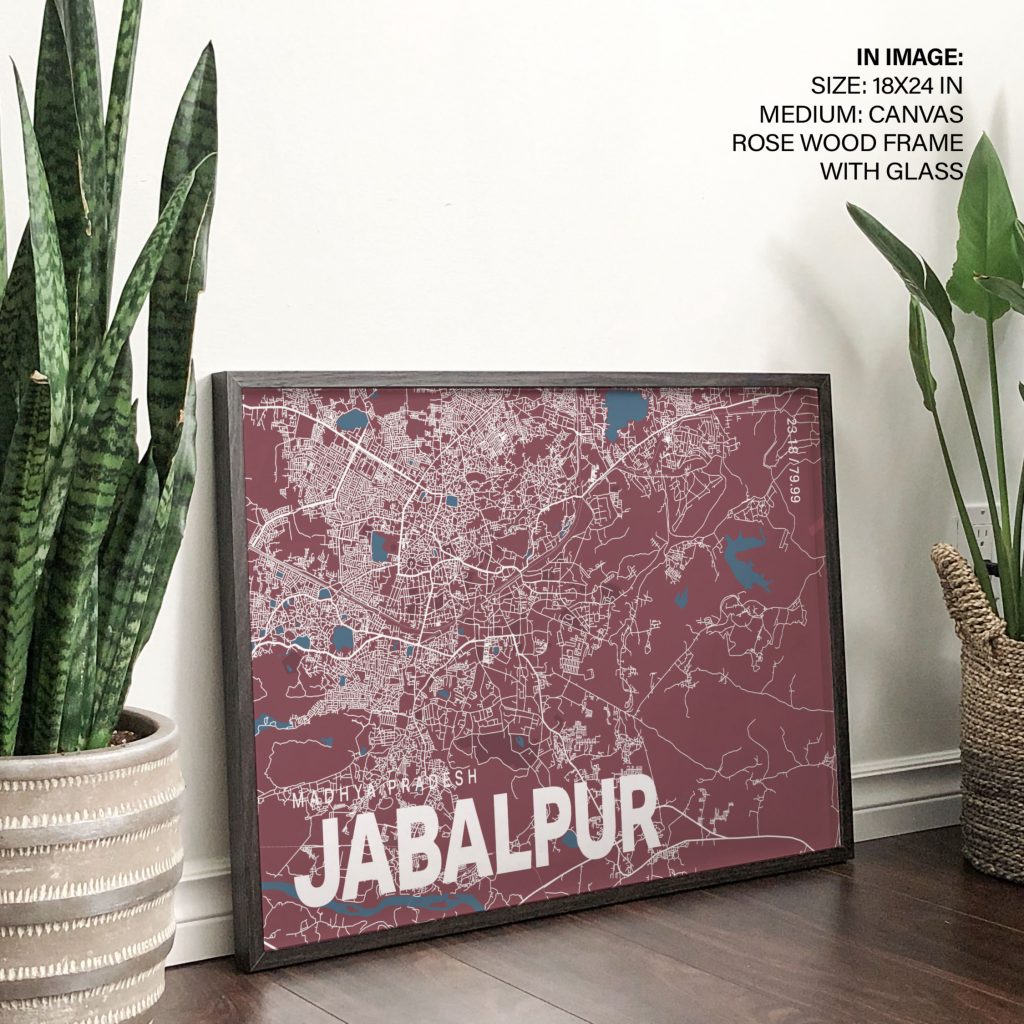 Red poster map of jabalpur - Wall Art, Hanging Wall Decor, Home Decor ...