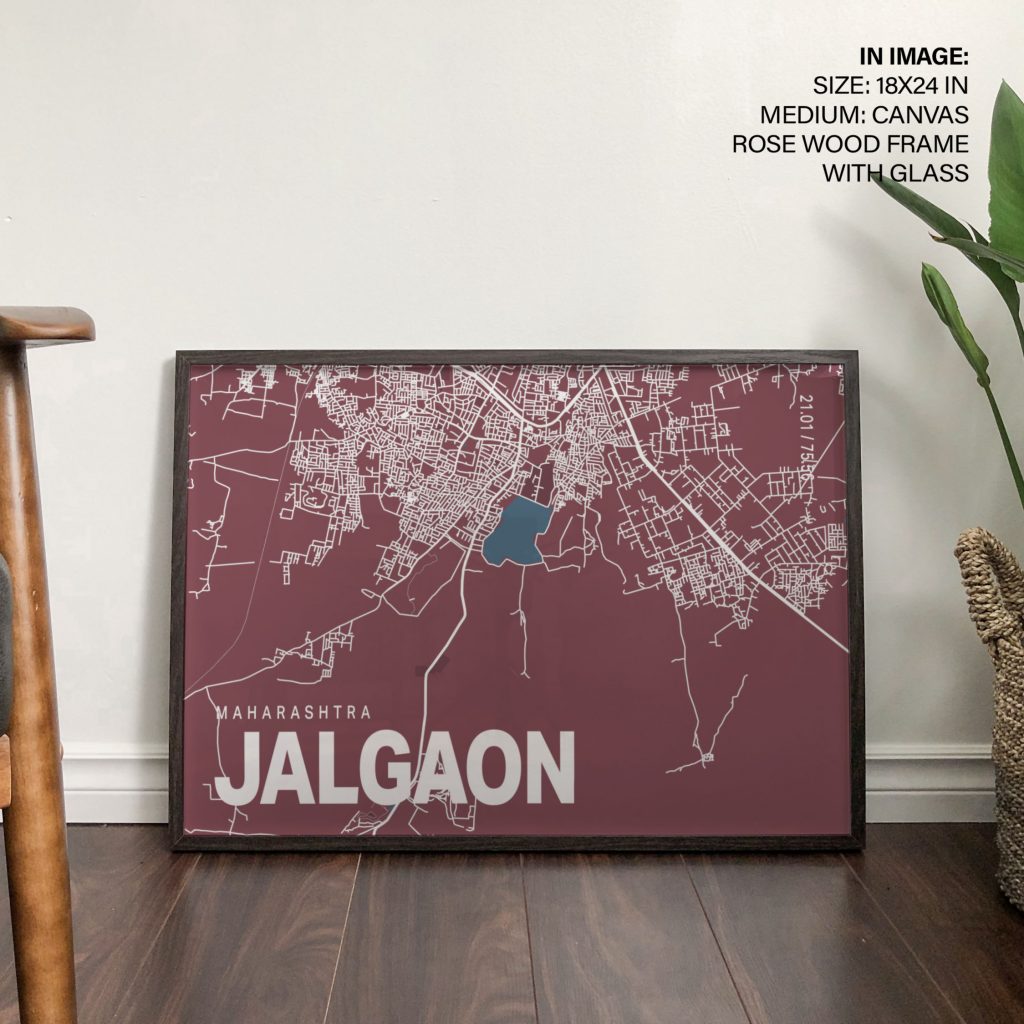 Red poster map of jalgaon - Wall Art, Hanging Wall Decor, Home Decor ...