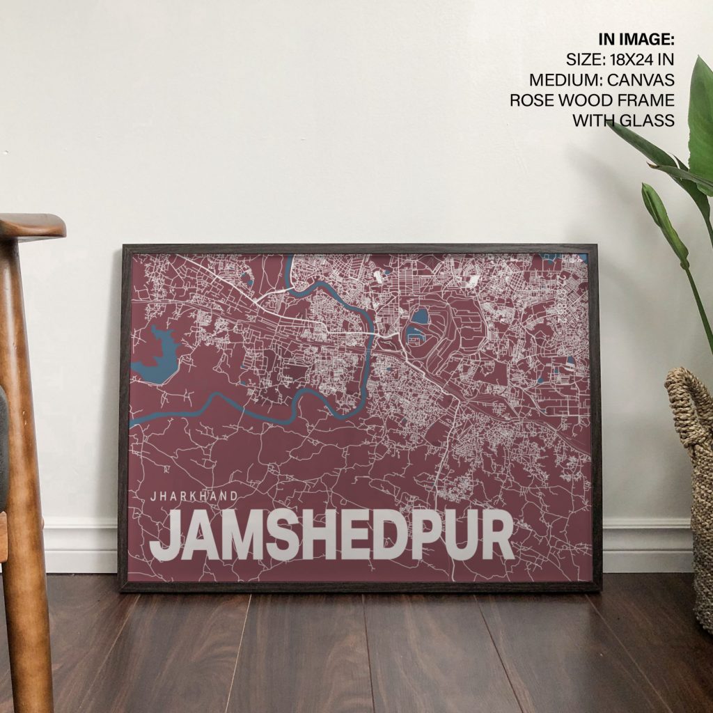 Red poster map of jamshedpur - Wall Art, Hanging Wall Decor, Home Decor ...
