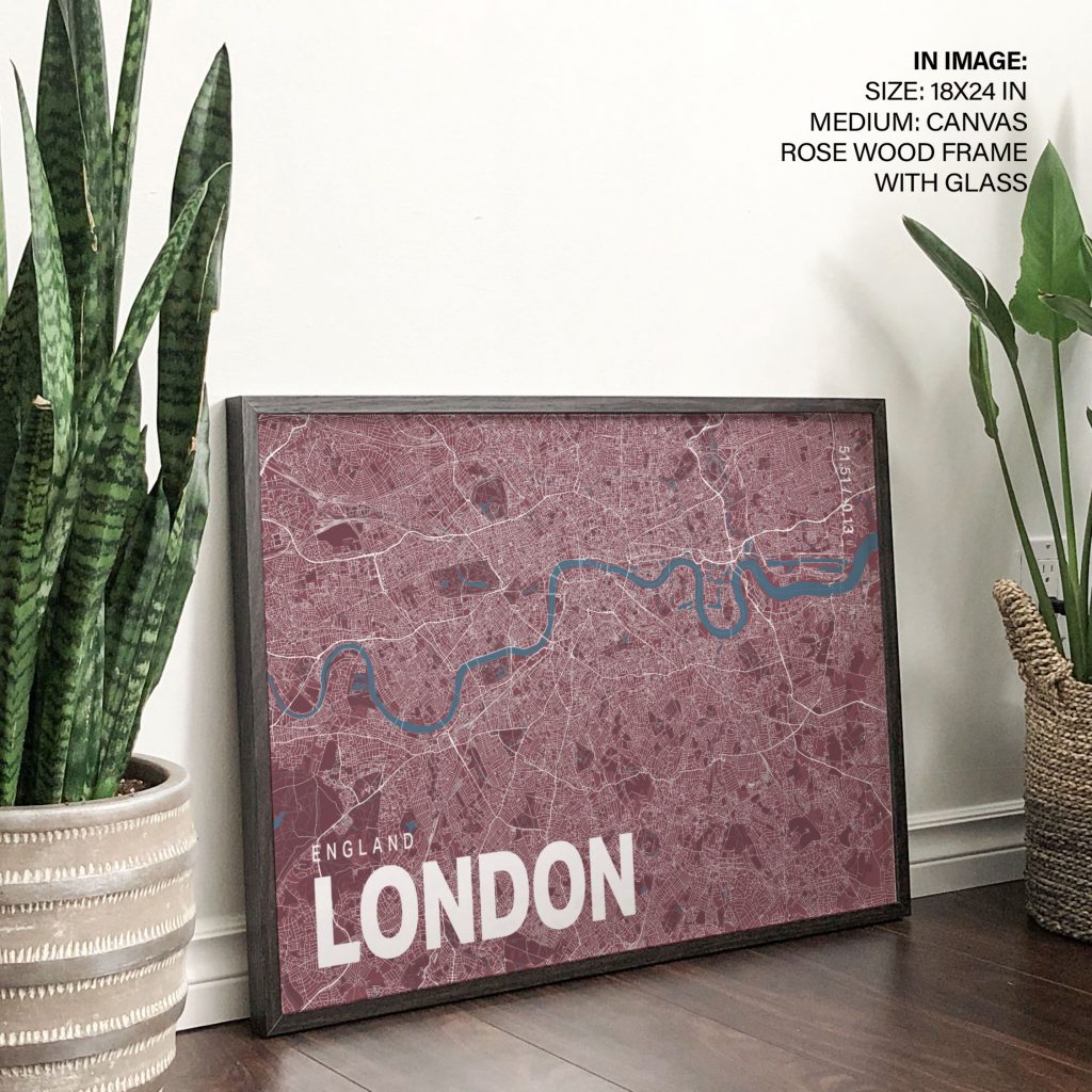 Red poster map of london - Wall Art, Hanging Wall Decor, Home Decor ...