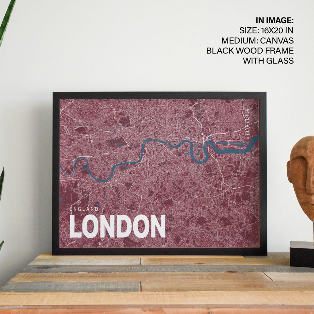Red poster map of london - Wall Art, Hanging Wall Decor, Home Decor ...