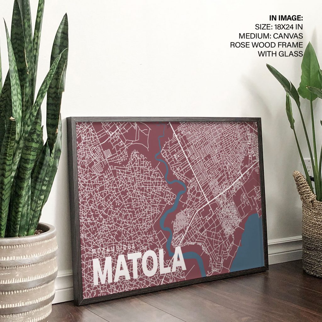 Red poster map of matola - Wall Art, Hanging Wall Decor, Home Decor ...