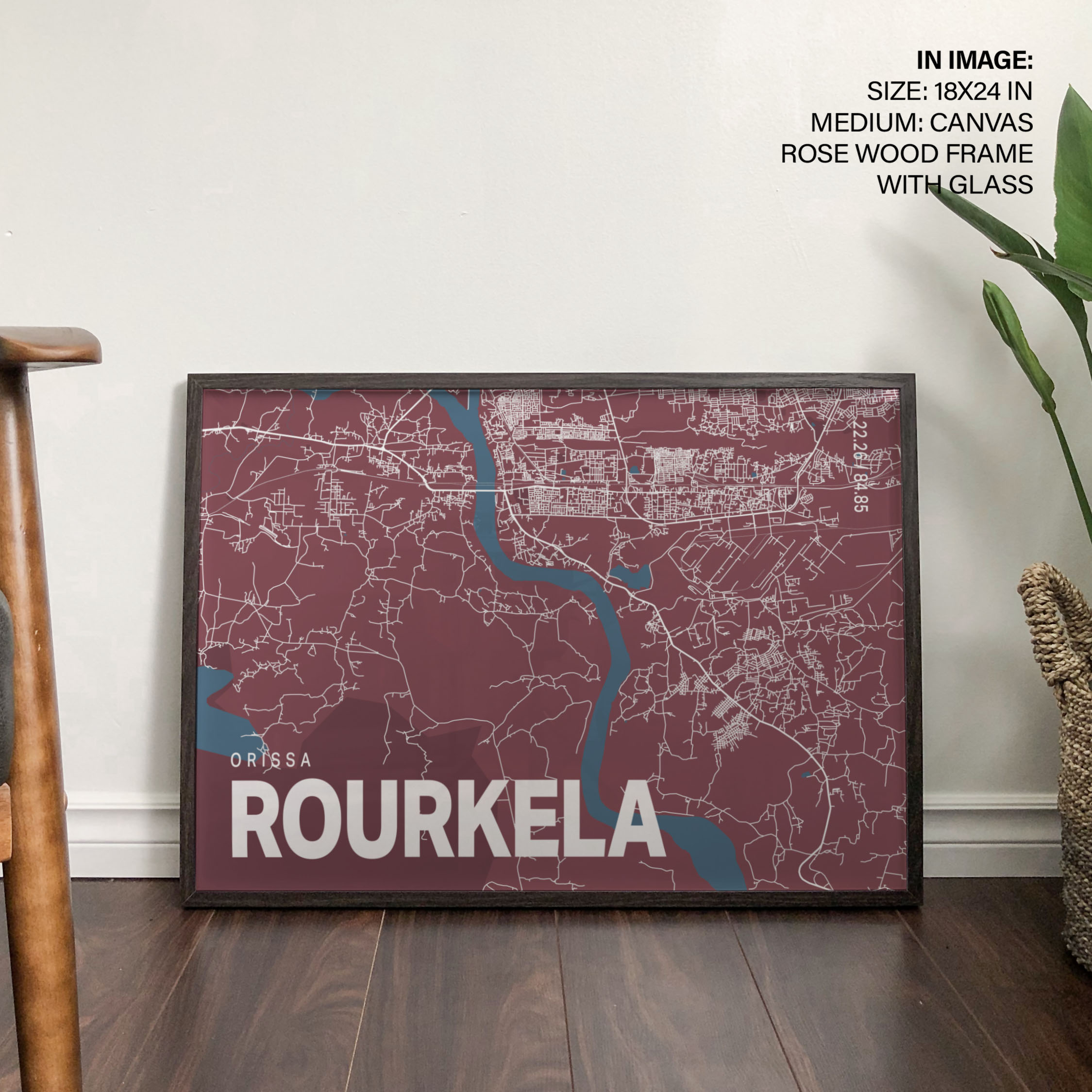 Red poster map of rourkela - Wall Art, Hanging Wall Decor, Home Decor ...