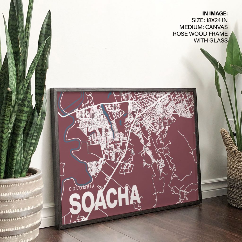 Red poster map of soacha - Wall Art, Hanging Wall Decor, Home Decor ...