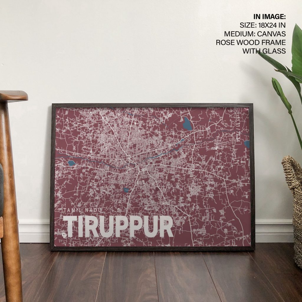 Red poster map of tiruppur - Wall Art, Hanging Wall Decor, Home Decor ...