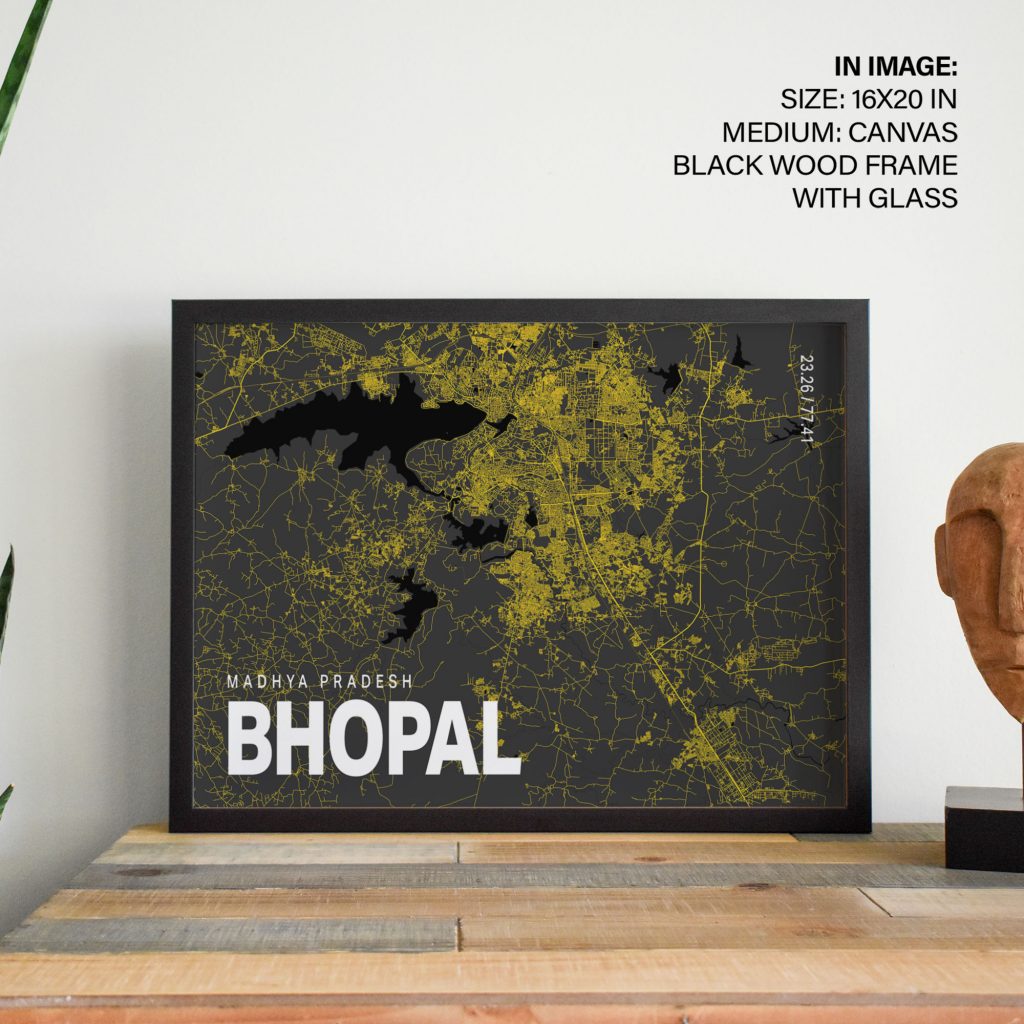 Yellow poster map of bhopal - Wall Art, Hanging Wall Decor, Home Decor ...