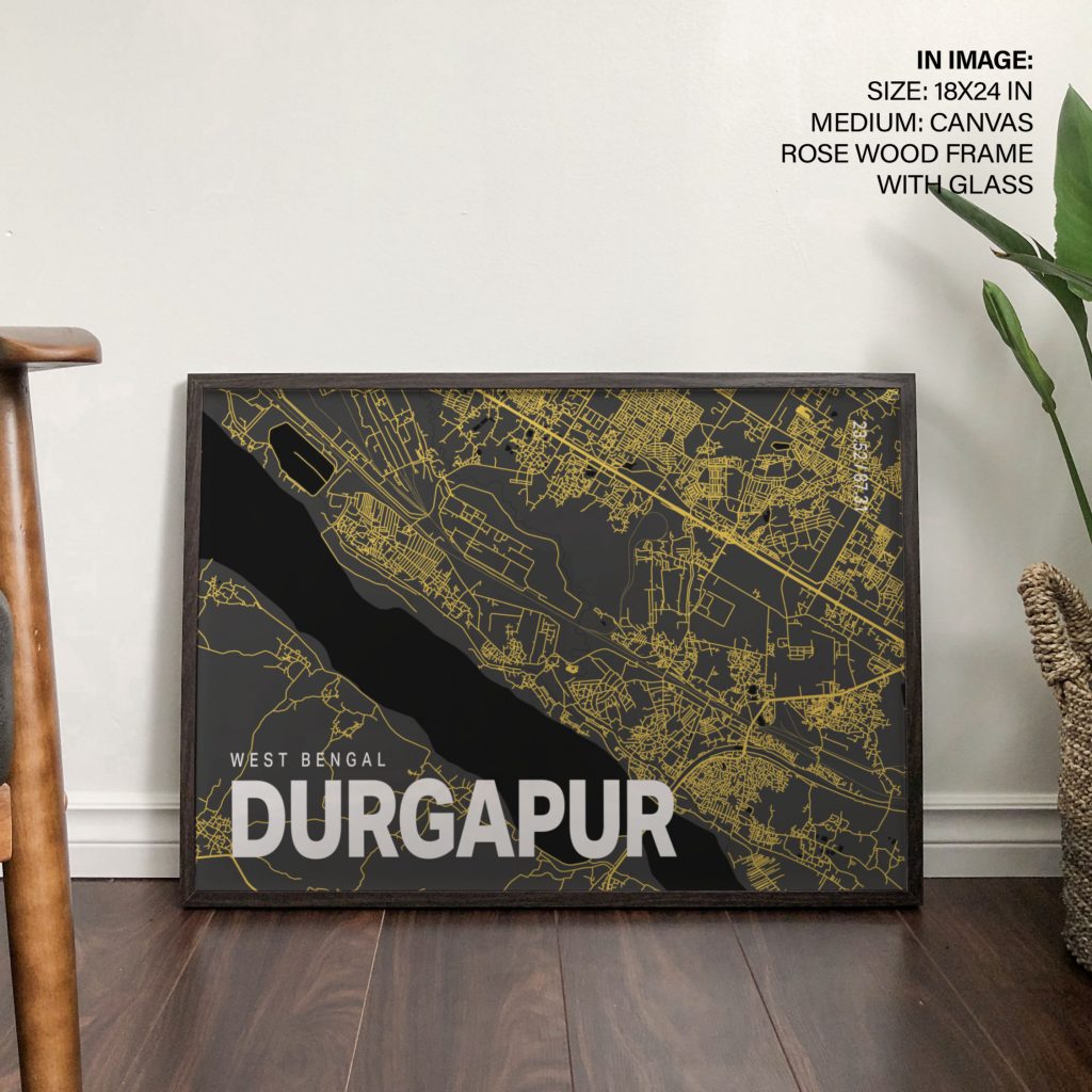 Yellow poster map of durgapur - Wall Art, Hanging Wall Decor, Home ...