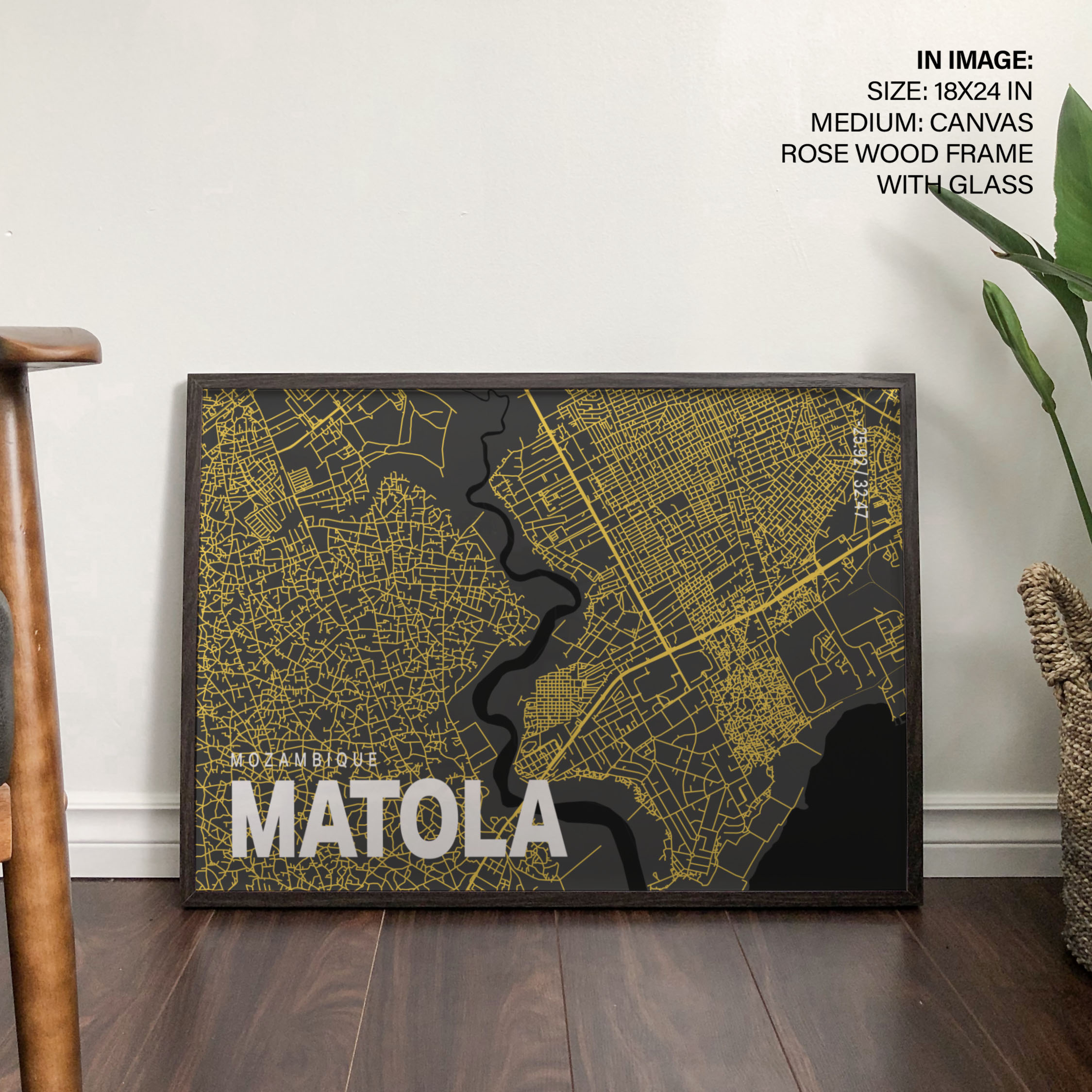 Yellow poster map of matola - Wall Art, Hanging Wall Decor, Home Decor ...