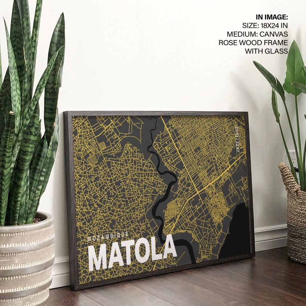 Yellow poster map of matola - Wall Art, Hanging Wall Decor, Home Decor ...