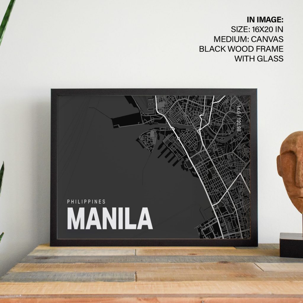 Black poster map of manila - Wall Art - Choose Size & Frames, Non Toxic ...