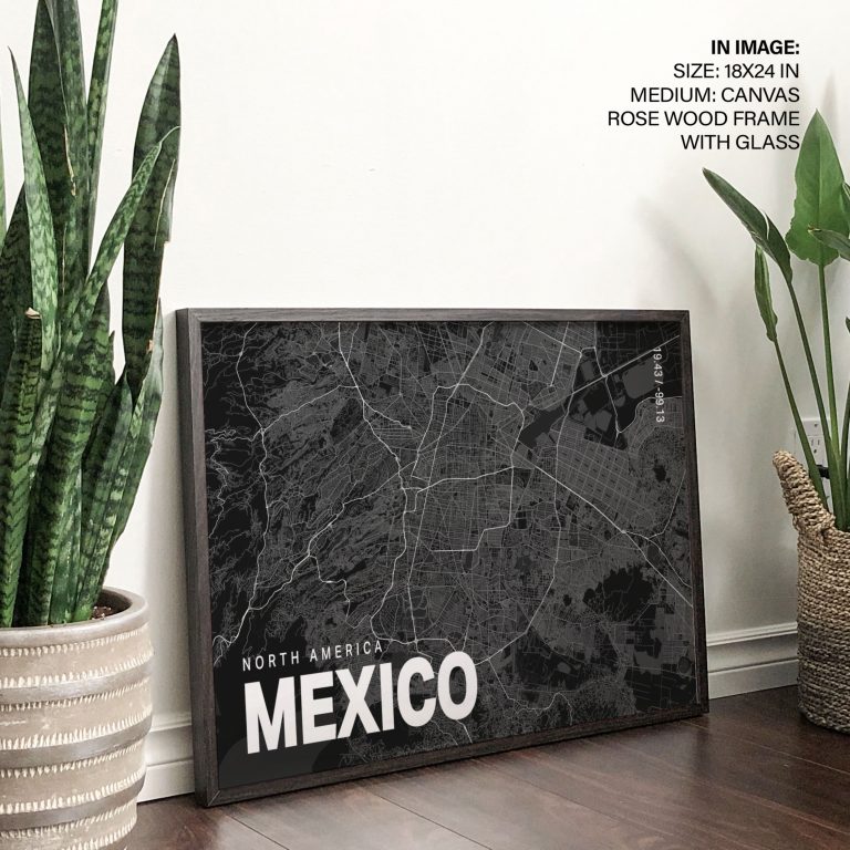 Black poster map of mexico - Wall Art - Choose Size & Frames, Non Toxic ...