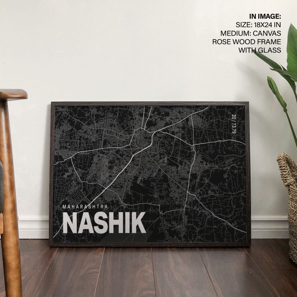 Black poster map of nashik - Wall Art - Choose Size & Frames, Non Toxic ...