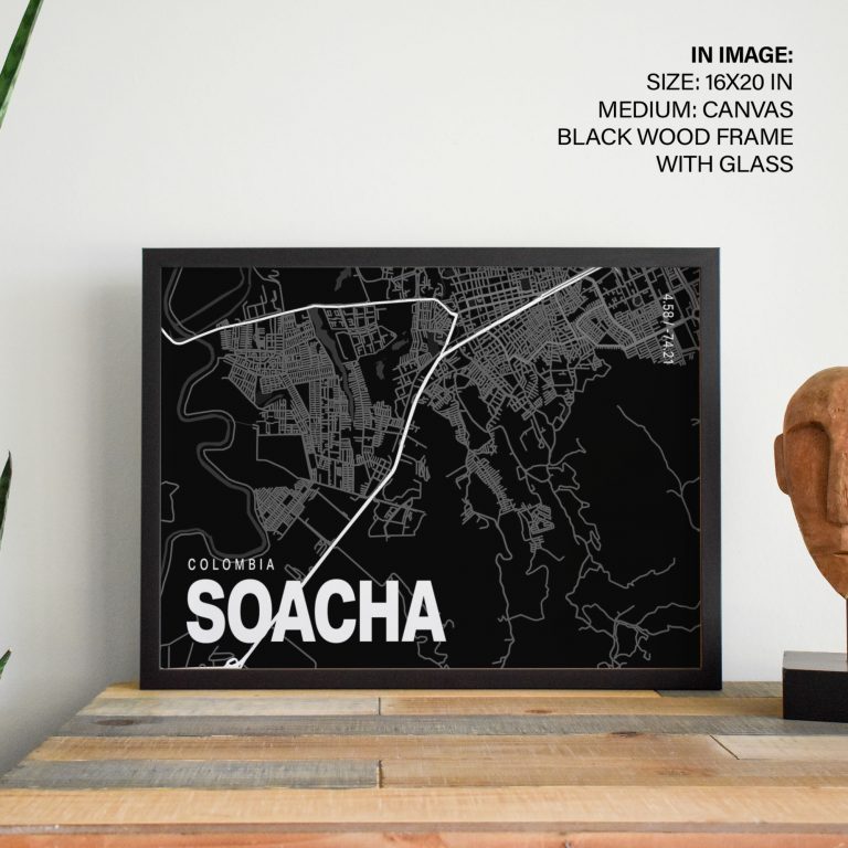 Black poster map of soacha - Wall Art - Choose Size & Frames, Non Toxic ...