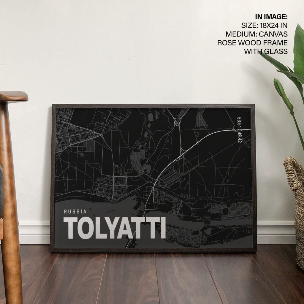 Black poster map of tolyatti - Wall Art - Choose Size & Frames, Non ...