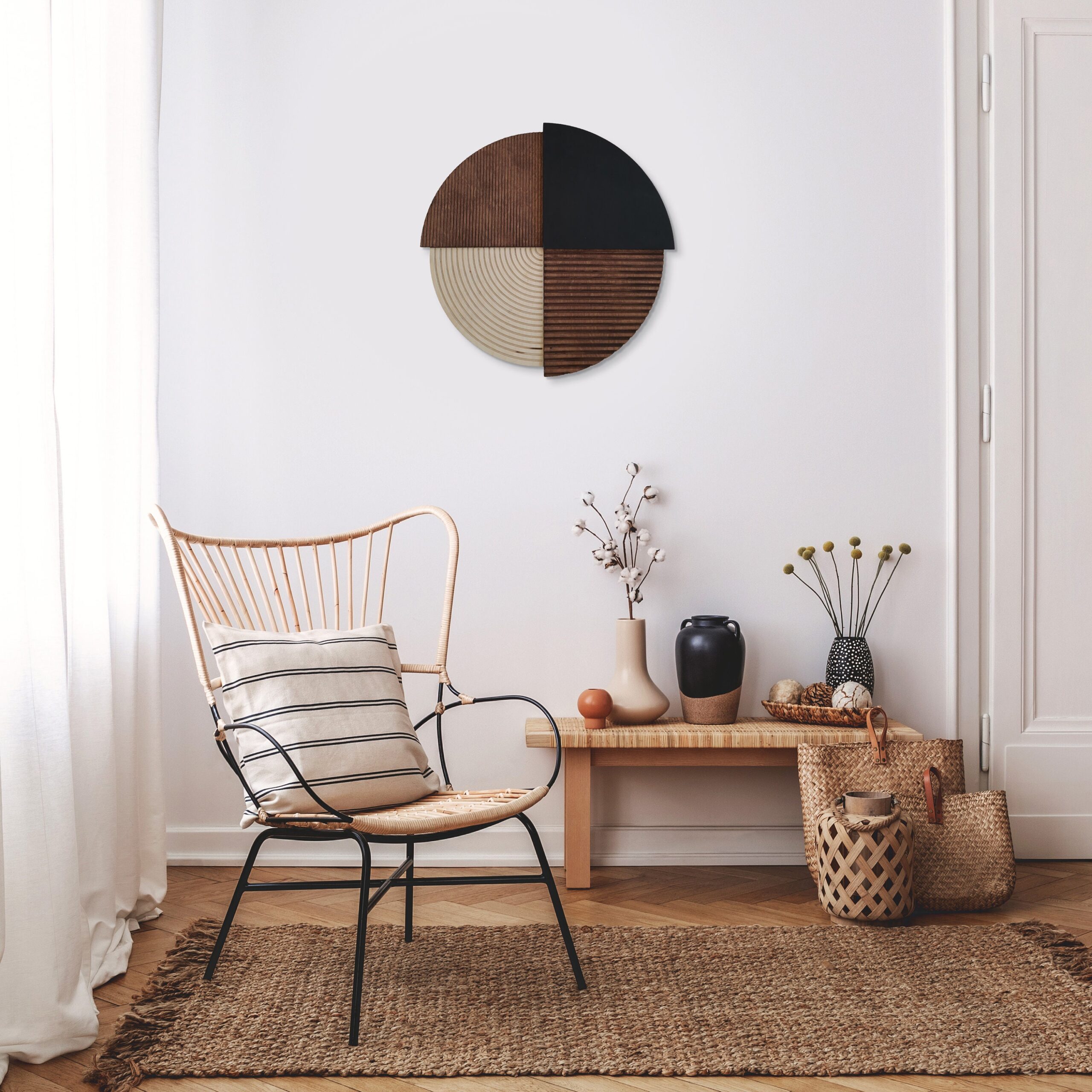 Rustic Geometric Circle Wood Wall Art - Farmhouse Style Wall Decor ...