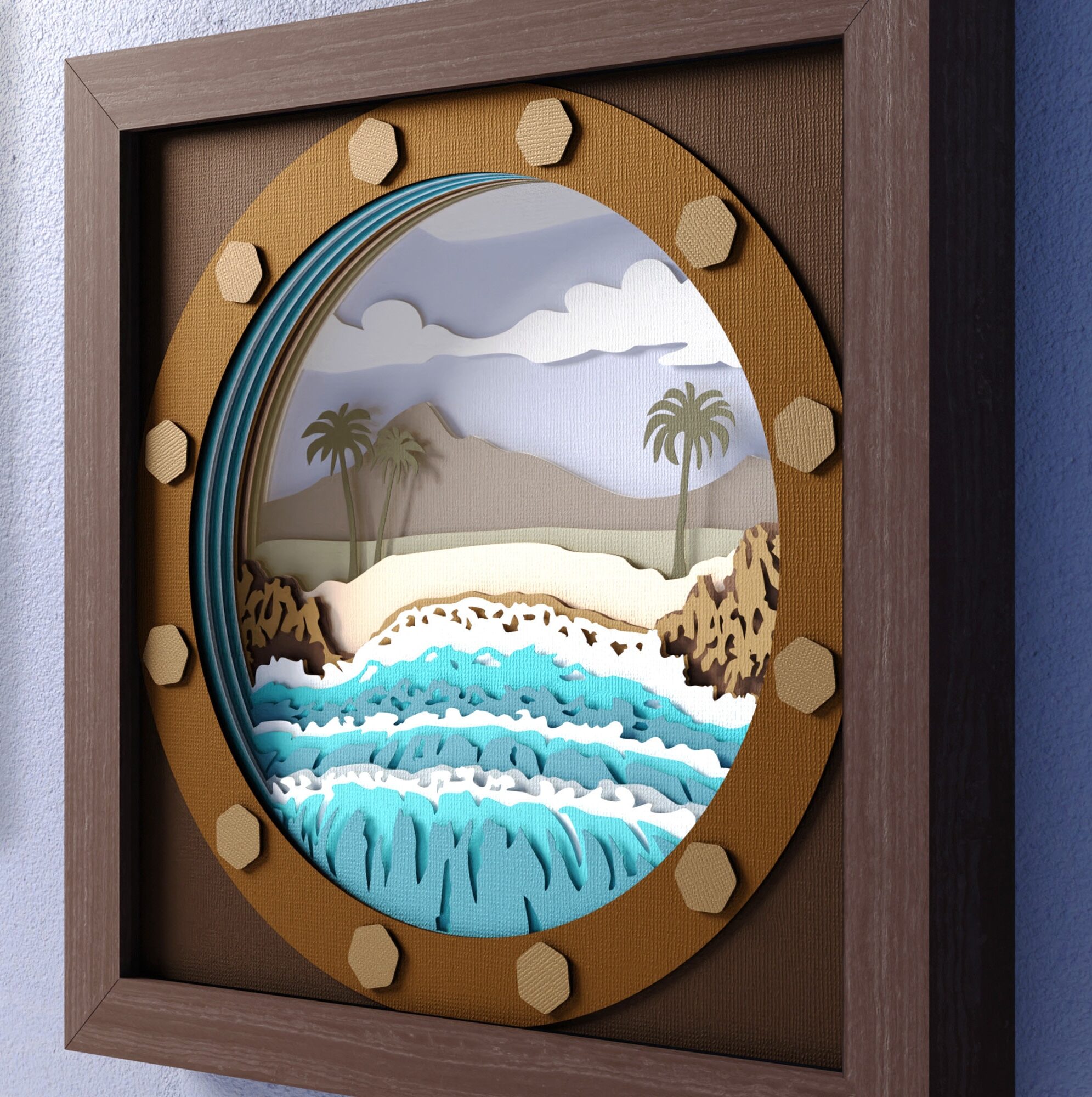 Wall Sculpture | Seaside Serenity Shadow Box Set - Ocean Waves, Beach ...