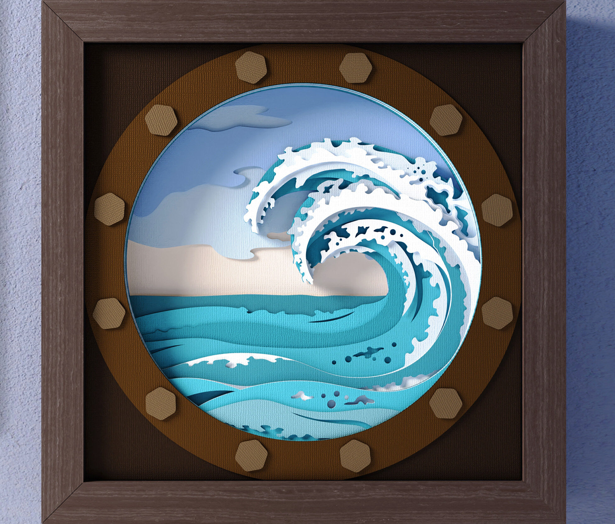 Wall Sculpture | Seaside Serenity Shadow Box Set - Ocean Waves, Beach ...