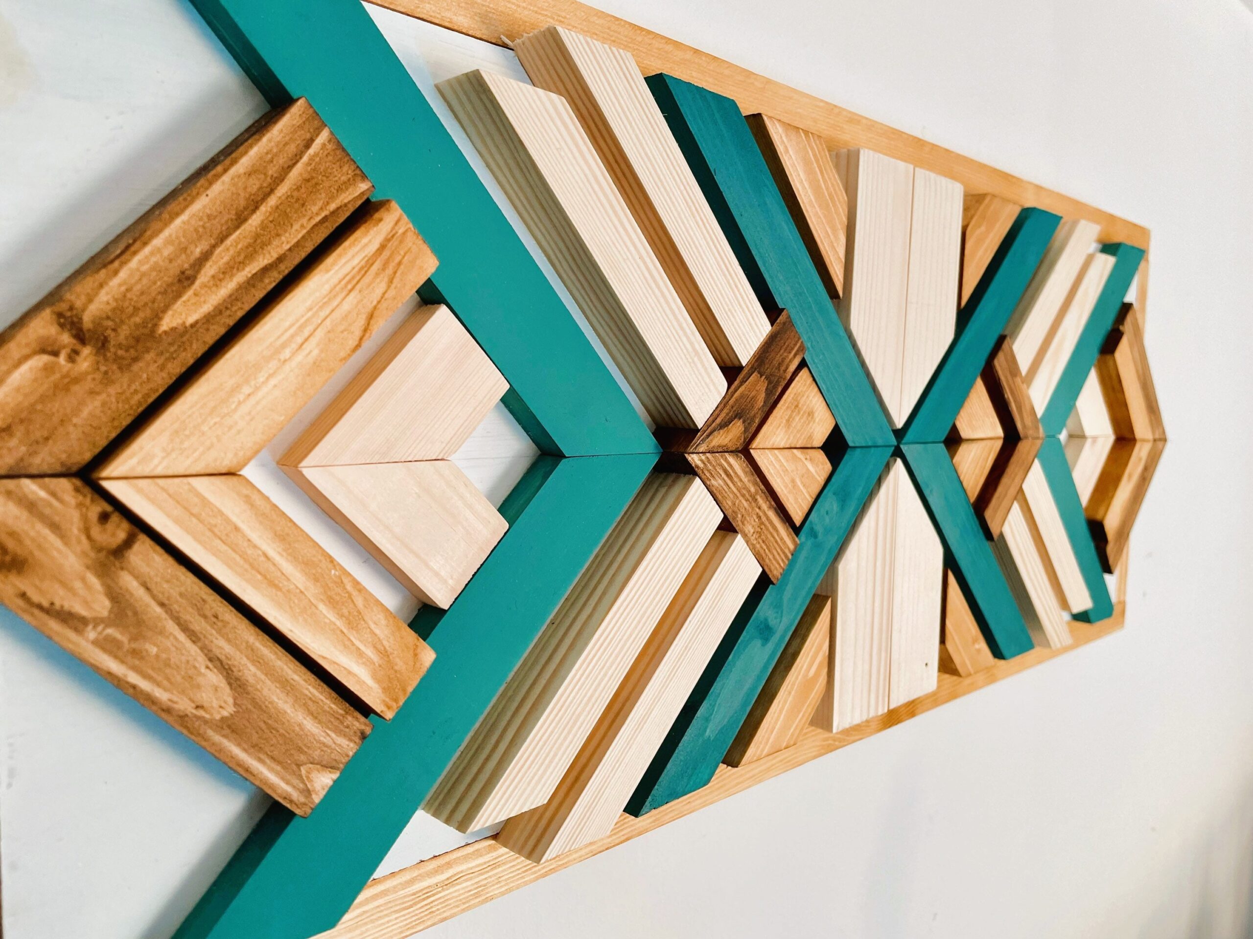 Vibrant Geometric Wooden Wall Decor - Customizable Large Wall Art ...