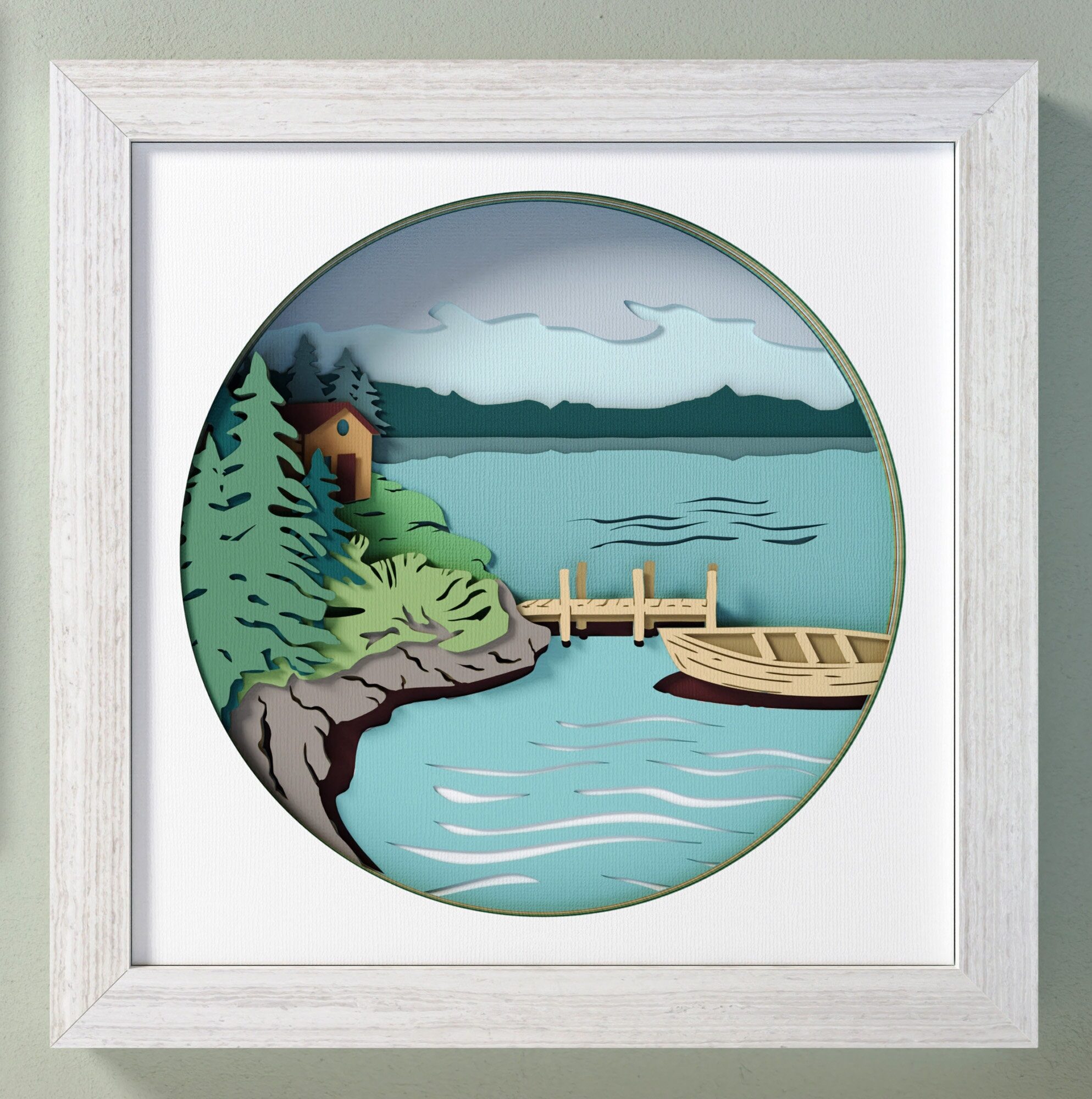 Tranquil Waterscape Trio: River, Lake, and Waterfall 3D Paper Cut ...